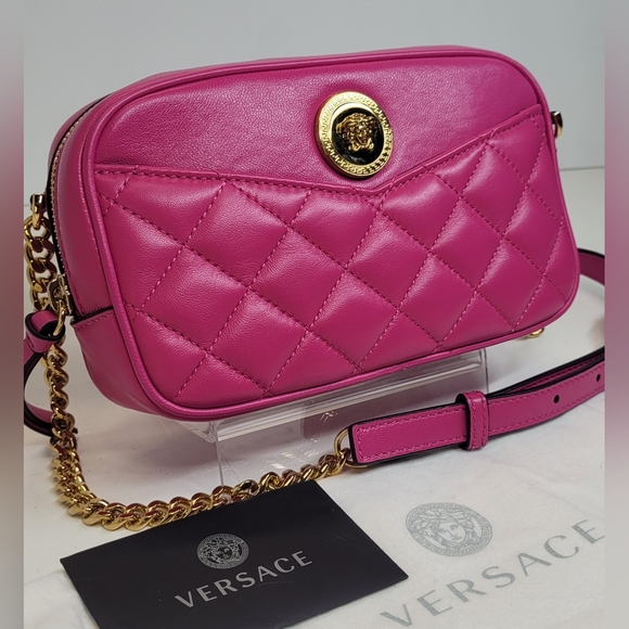 Versace | Bags | Versace La Medusa Pink Leather Crossbody Bag | Poshmark